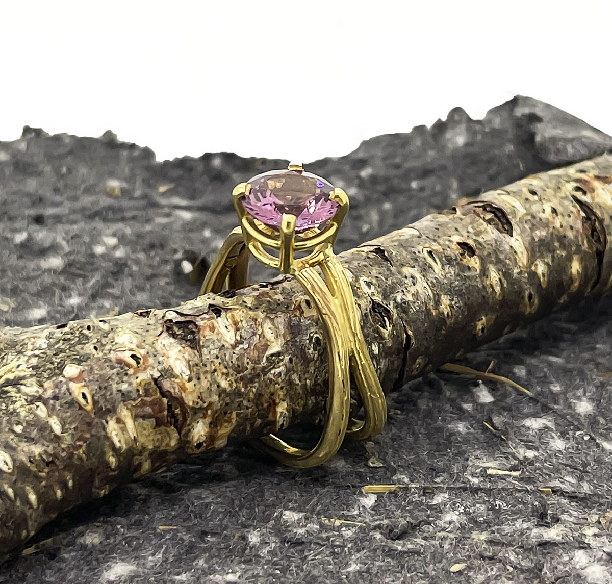 Pink Spinel Split Twig Ring - Becky Thatcher Designs