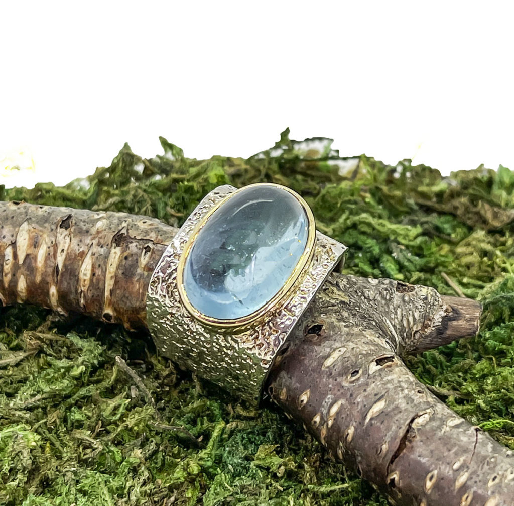 Aquamarine Sand Textured Ring - Becky Thatcher Designs